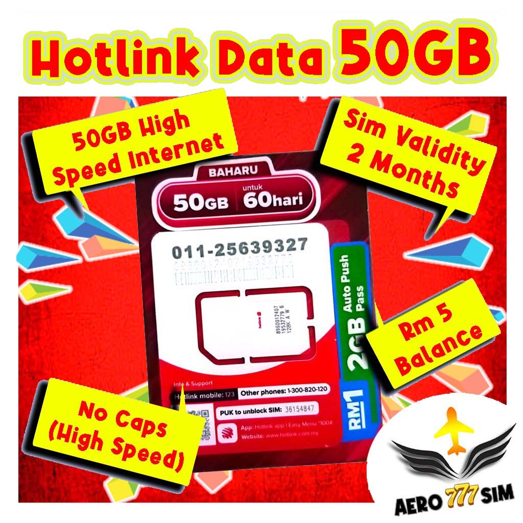 HOTLINK PREPAID 50GB or 80GB INTERNET CARD | Shopee Malaysia