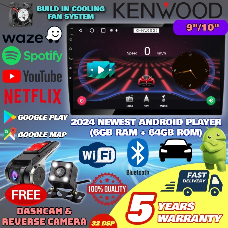[6GB RAM+64GB ROM]2024 Newest Kenwood Style Android Player 9"10" inch ...