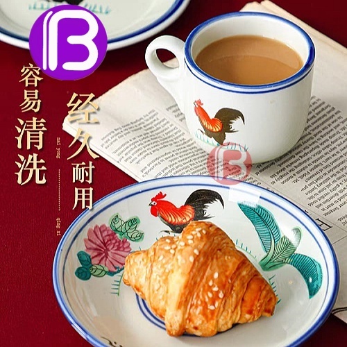 Rooster Cup & Saucer Tableware Classic Vintage Rooster Chicken Tea Set ...