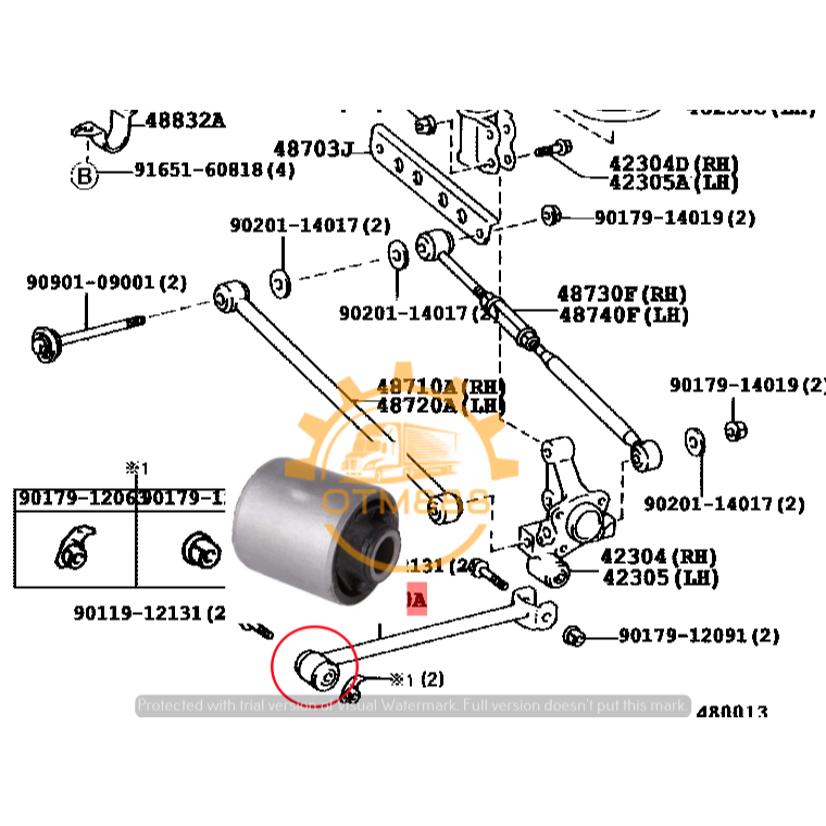 TOYOTA CAMRY ACV40 ACV41 ACV51 ASV50 ASV51 AVV50 REAR ARM BUSH ...