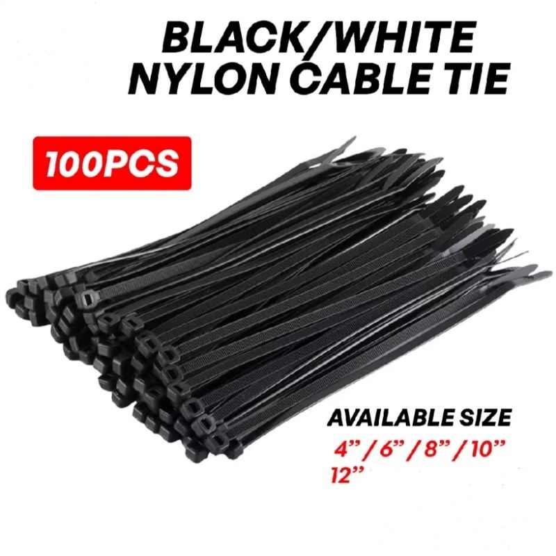 [100pcs] Cable Tie Multi-Purpose black white Heavy Duty Self Locking ...