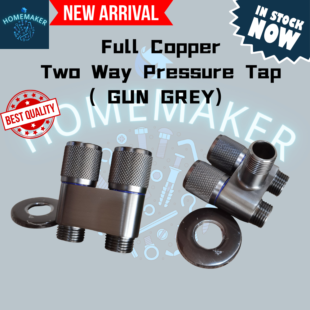 Full Copper Two Way Pressure Tap ( GUN GREY Colour ) | Shopee Malaysia
