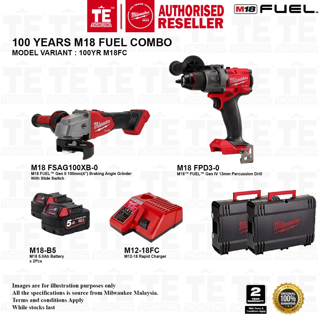 MILWAUKEE 100 YEARS M18 FUEL COMBO RM2388 (MODEL VARIANT : M18 FPD3 ...