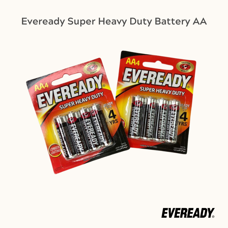 Eveready Super Heavy Duty Battery AA / AAA 1.5V R6 4Pcs/Card | Shopee ...