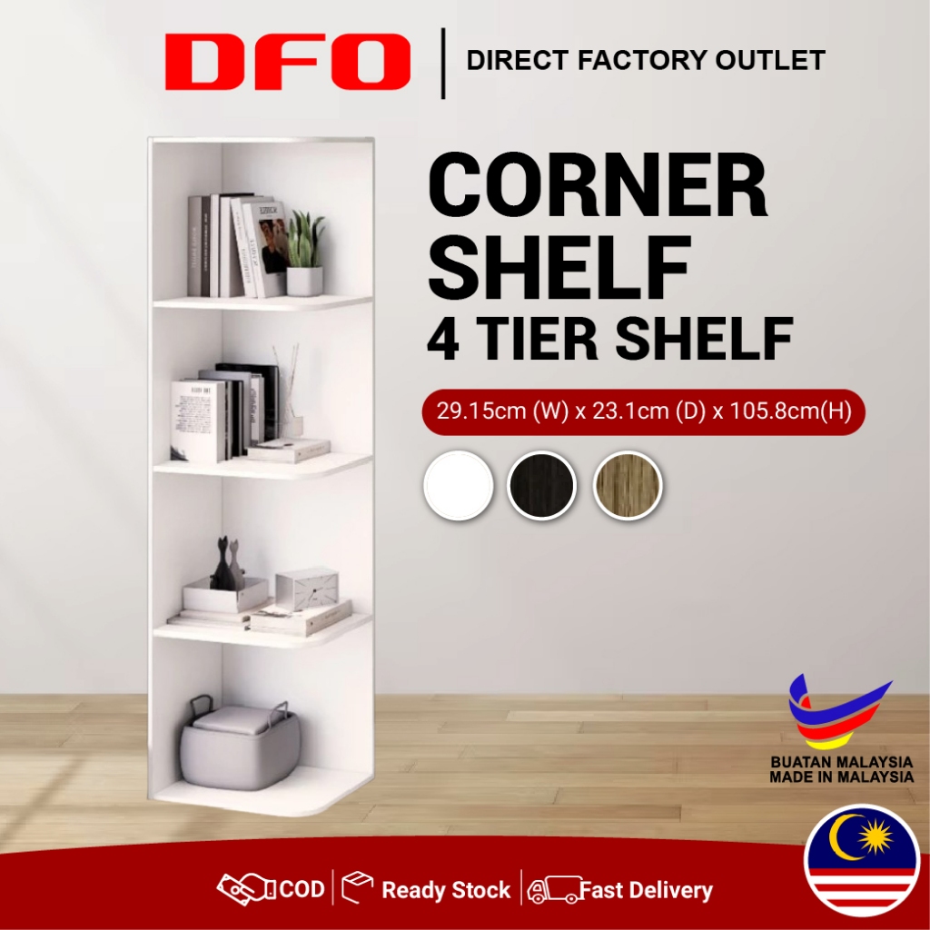 DFO Corner Rack 4 Tingkat Corner Shelf 4 Tier Bookshelf Decorative ...