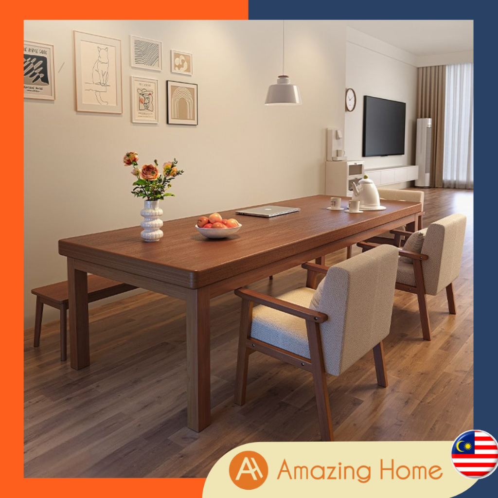 AmazingHome 180cm/140cm Solid Wood Dining Table Home Office Meeting ...