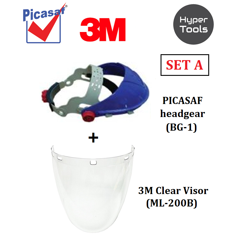 3M Ratchet Headgear (ML-100R) OR PICASAF Headgear (BG-1) & 3M Clear ...