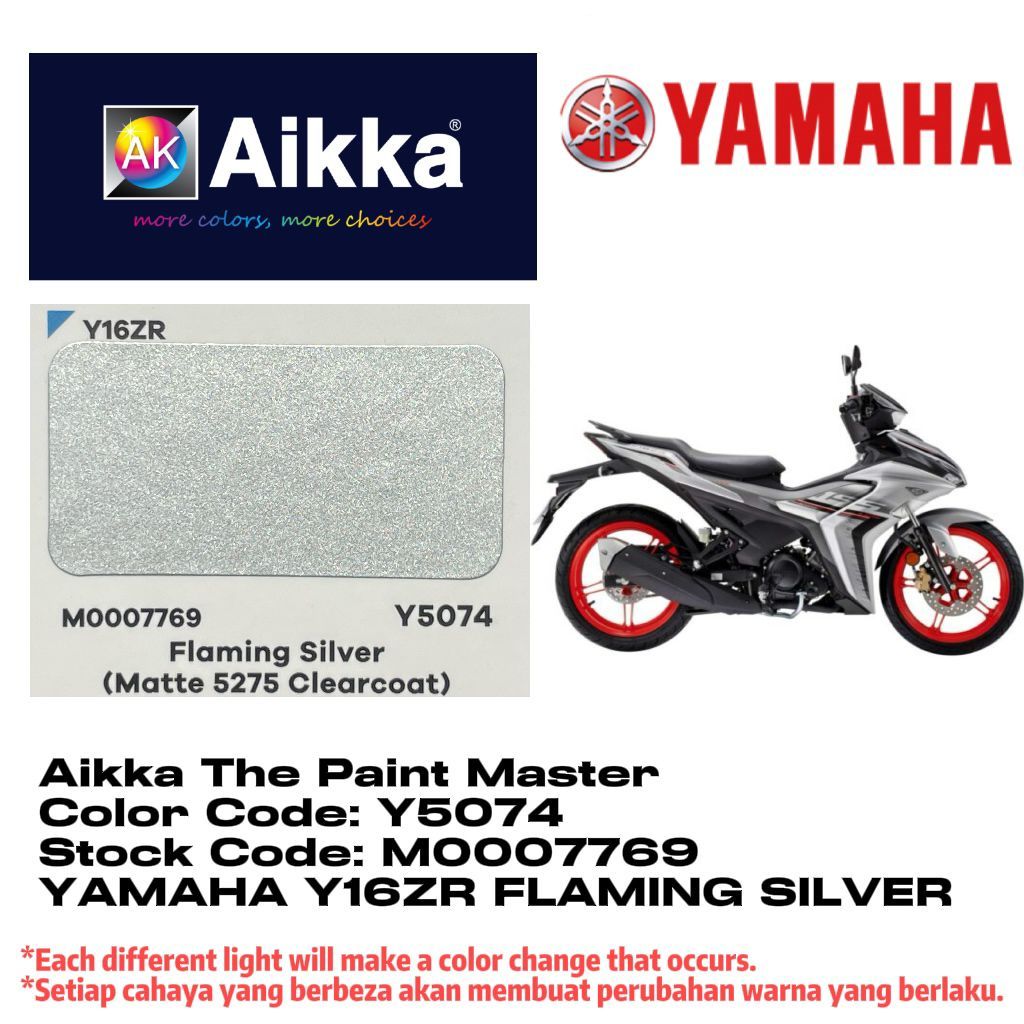 AIKKA YAMAHA Y16ZR Y5074 FLAMING SILVER / 2K MOTORBIKE PAINT / 2K CAT ...