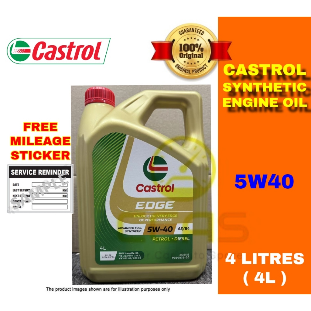 Original Castrol Edge Fully Synthetic 5w40 API SP ACEA A3/A4 - 4L ...