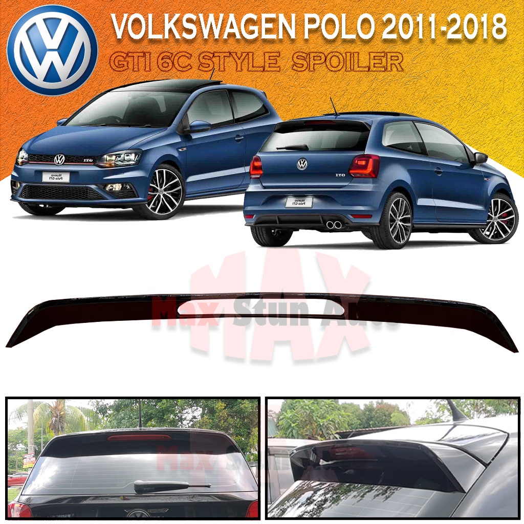 VOLKSWAGEN VW POLO GTI MK5 HATCHBACK 6C 6R 61 6C GTI SPOILER MATERIAL ABS PAINTED GLOSS BLACK ...
