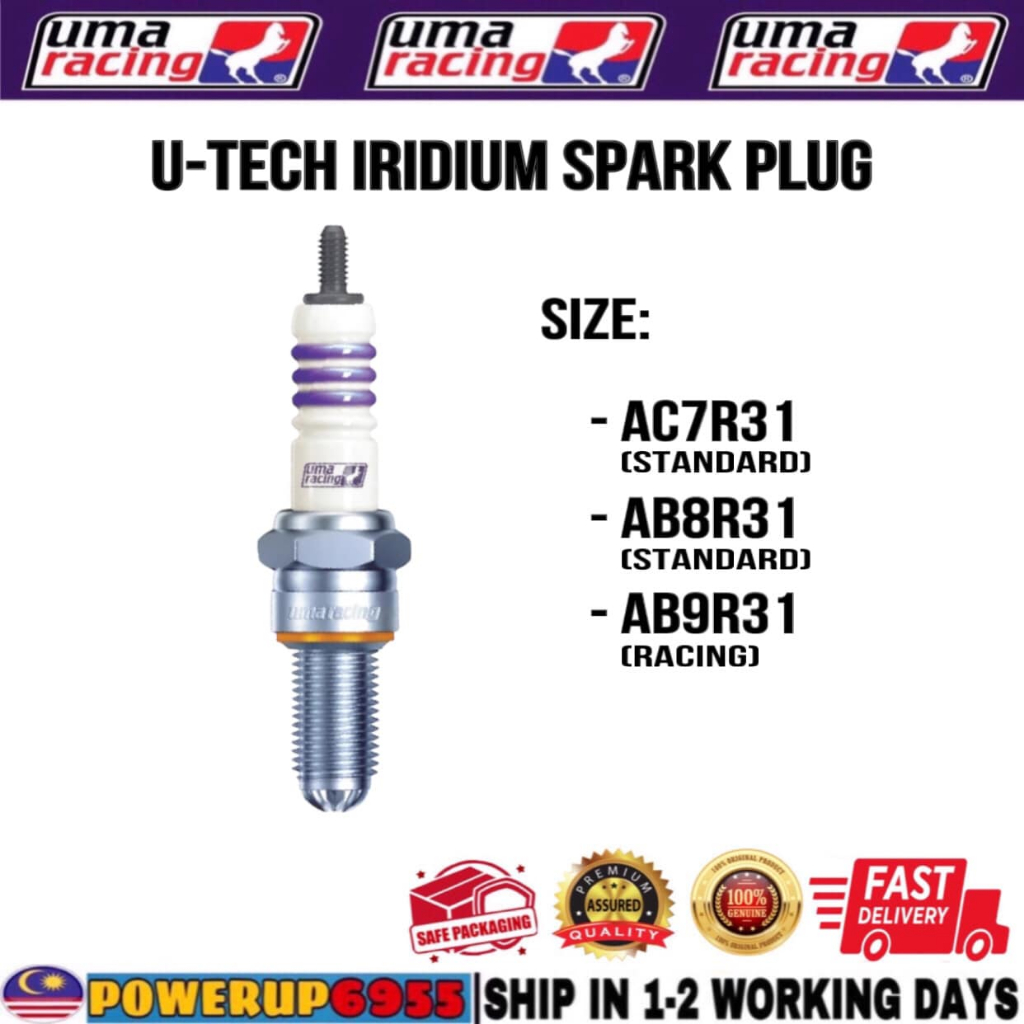 UMA RACING UTECH IRIDIUM SPARK PLUG HIGH PERFORMANCE UNIVERSAL AC7R3I ...