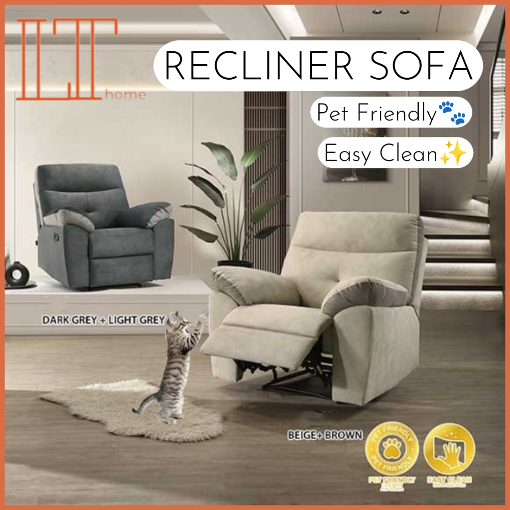 LT HOME/First Class Fabric Recliner Pet Friendly Recliner Sofa Easy ...