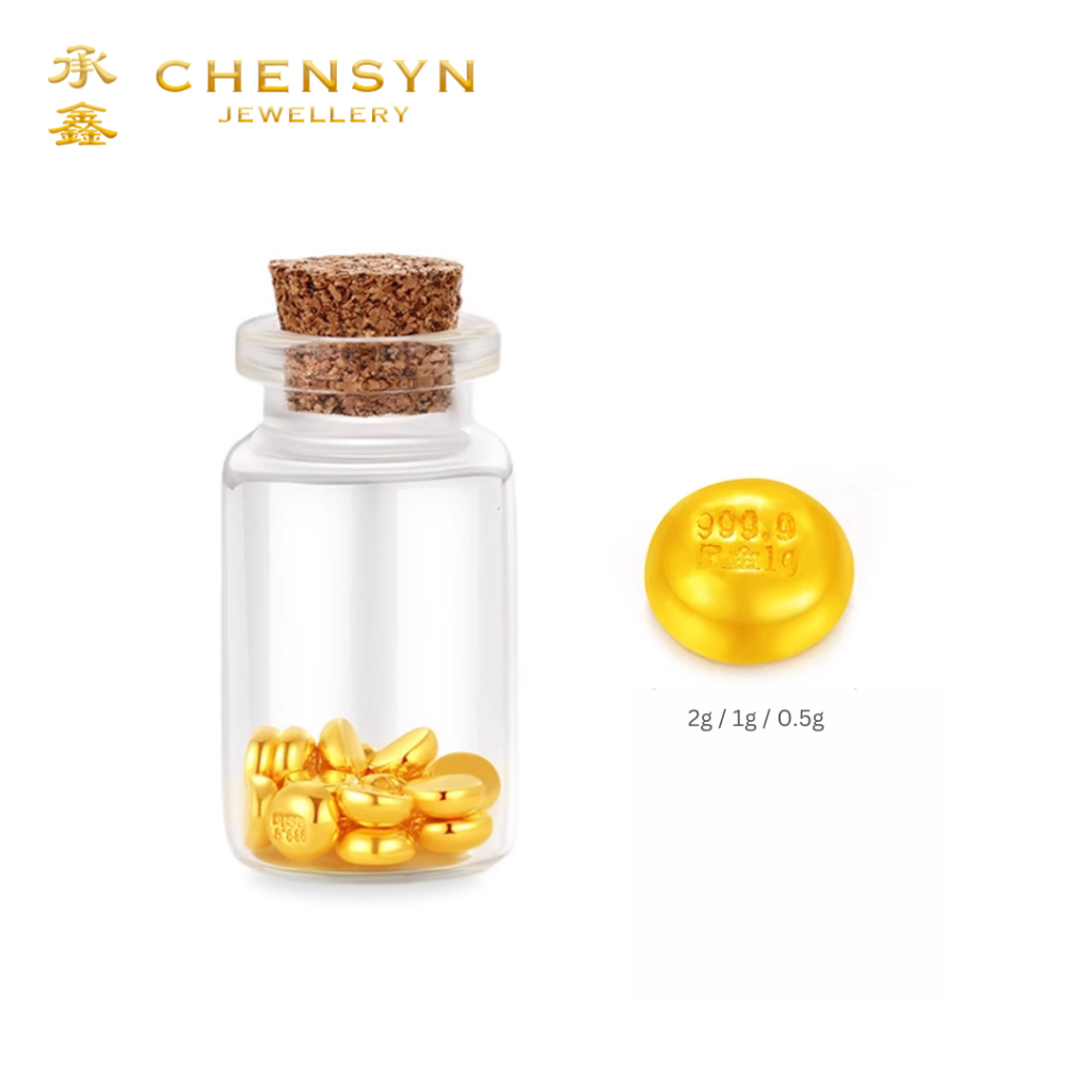 CHENSYN 999.9/24K Pure Gold Bean Emas 999 Gold Bean Pamp Bar 0.5g 1g 2g ...