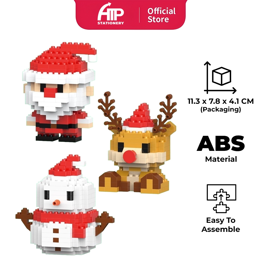 Festive Decorations Series Christmas Block Santa Claus Seasonal Micro ...
