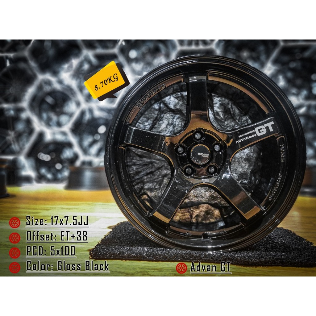 ADVAN GT 17X7.5 ET38 5X100 GLOSS BLACK | Shopee Malaysia