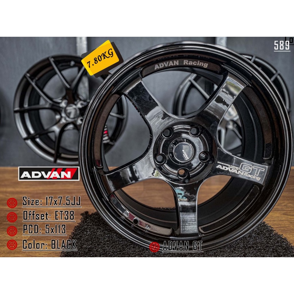 ADVAN GT 17X7.5 ET38 5X113 BLACK | Shopee Malaysia