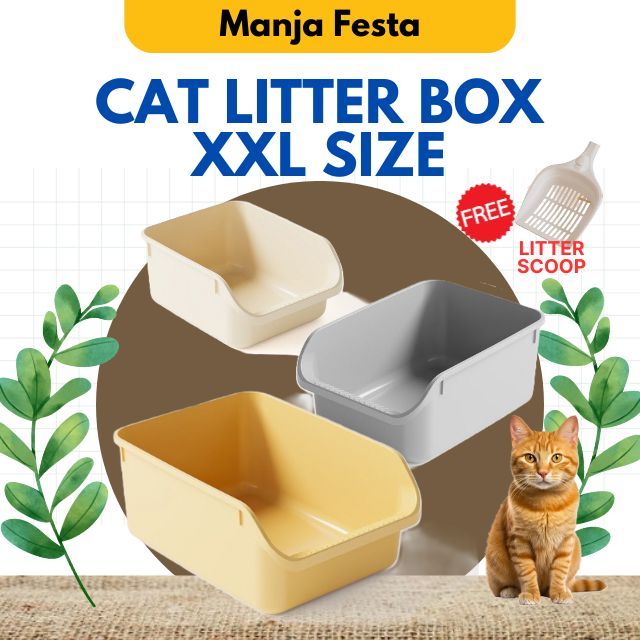 XXL Cat Litter Box Open Air Design Kotak Pasir Kucing XXL Free Litter ...