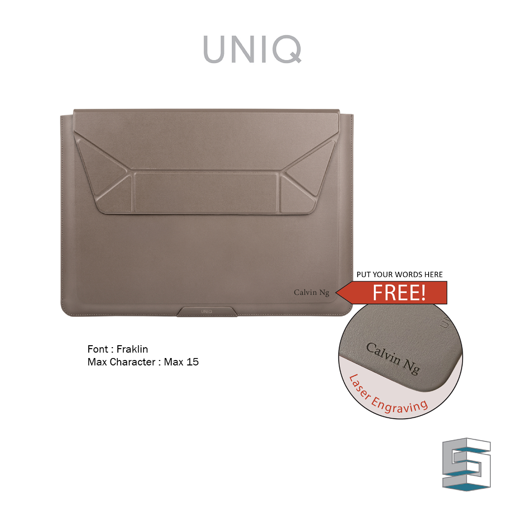 UNIQ Oslo [FREE ENGRAVING] Laptop Sleeve with Foldable Stand (Up to 14 ...