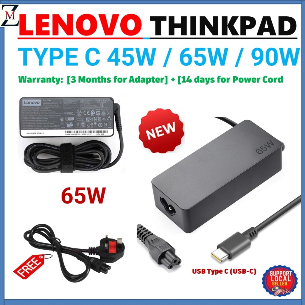 LENOVO THINKPAD type C 65W 45W 20V 3.25A 2.25A USB C Adapter Original ...