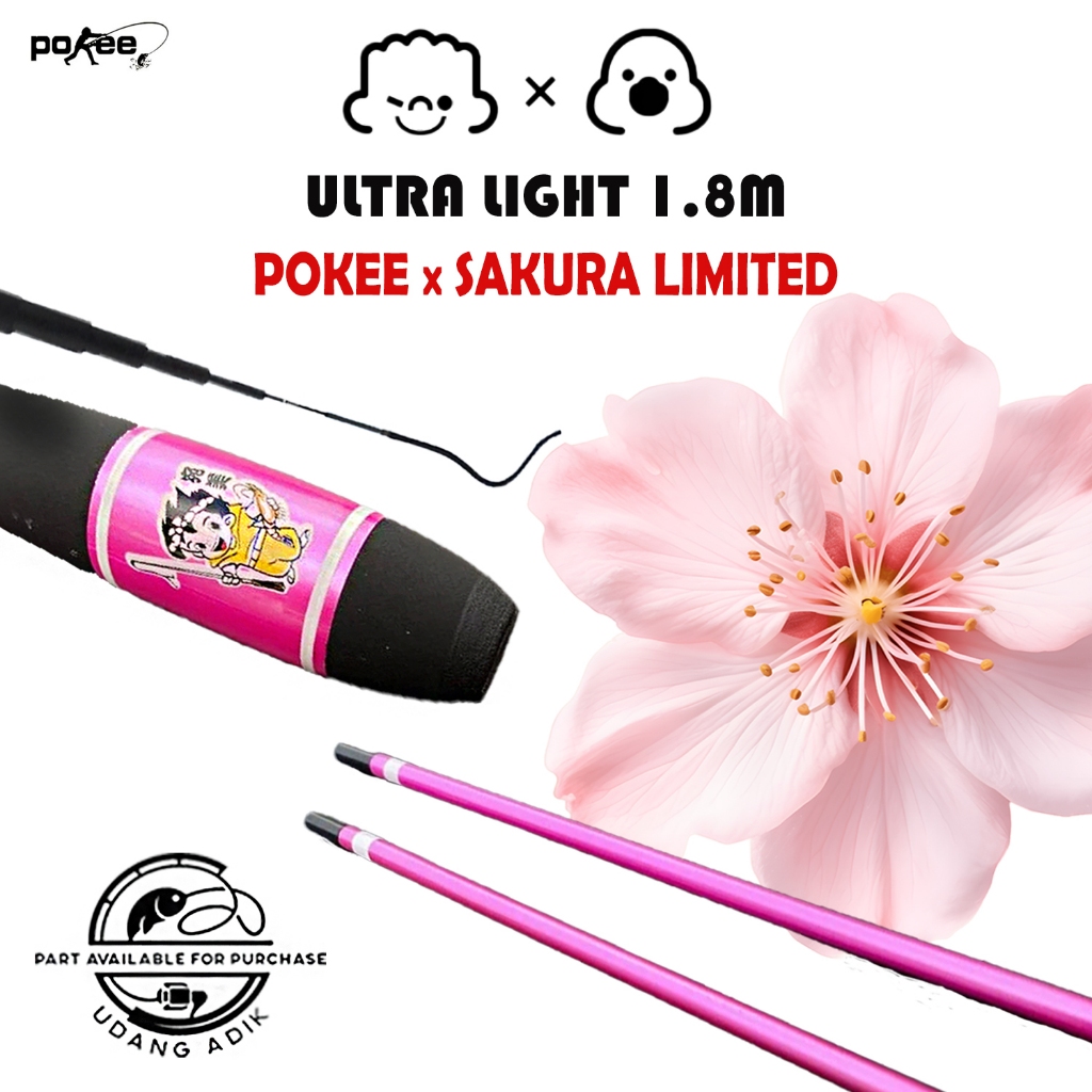 POKEE Joran Teleskopik Ultra Light 1.8m/6ft ( SAKURA LIMITED ) Udang Galah Telescopic Rod Prawn ...