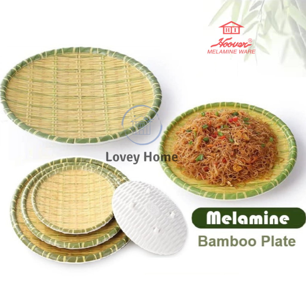Melamine Bamboo Round Food Plate Dinner Dish Food Bowl Pinggan Magkuk ...