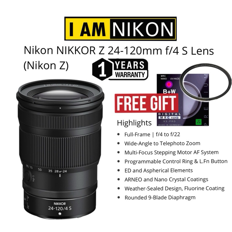 NIKON NIKKOR 24-120MM F/4S LENS NIKON Z (1 YEARS WARRANTY) NIKON 24-120MM F/4 S LENS ORIGINAL 24 ...