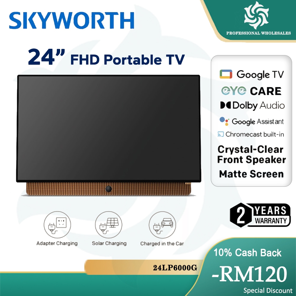SKYWORTH 24" 2K FHD Portable Google TV 24LP6000G | Dual-Band WiFi ...