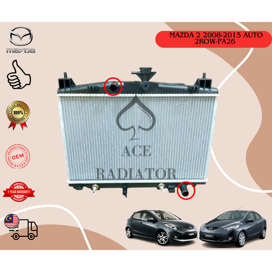 MAZDA 2 2008-2015 AUTO OEM RADIATOR ASSY 2ROW-PA26 PREMIUM QUALITY ...