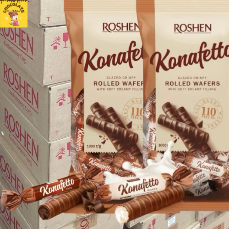 BORONG 1 carton (5kg )coklat konafetto glazed crispy rolled wafer ...