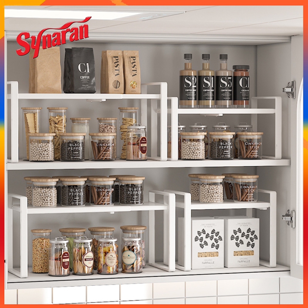Synarna Kitchen cabinets layered shelves storage racks inner partitions ...
