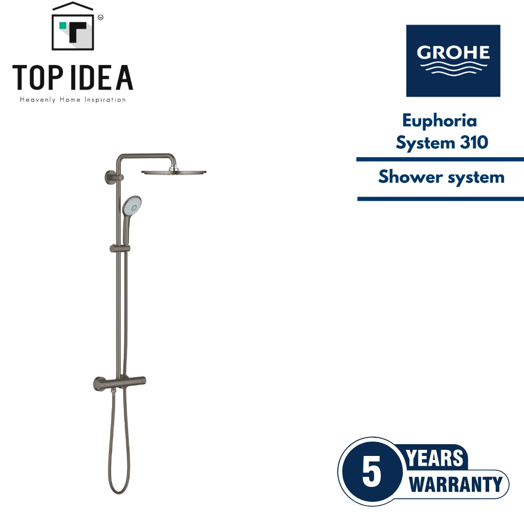 GROHE Euphoria XXL Shower System 310 With Thermostat | Black | Brushed Hard Graphite | 26075AL0 ...
