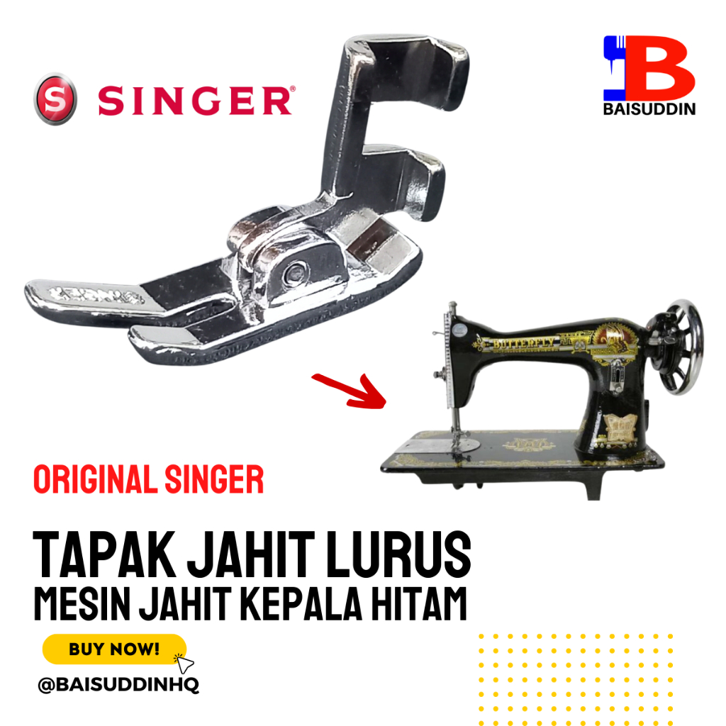 [ORIGINAL] SINGER Tapak Biasa Lurus Mesin Jahit Lama Kepala Hitam ...