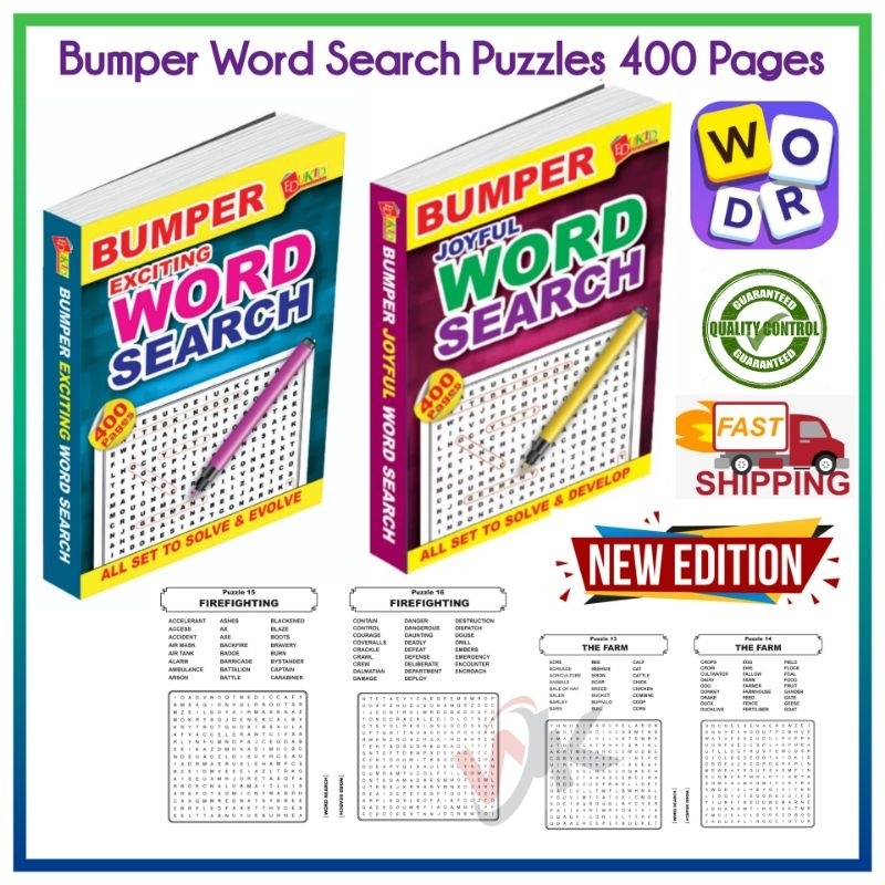 Word Search Book | Bumper Word Search Exciting Joyful | Crossword ...