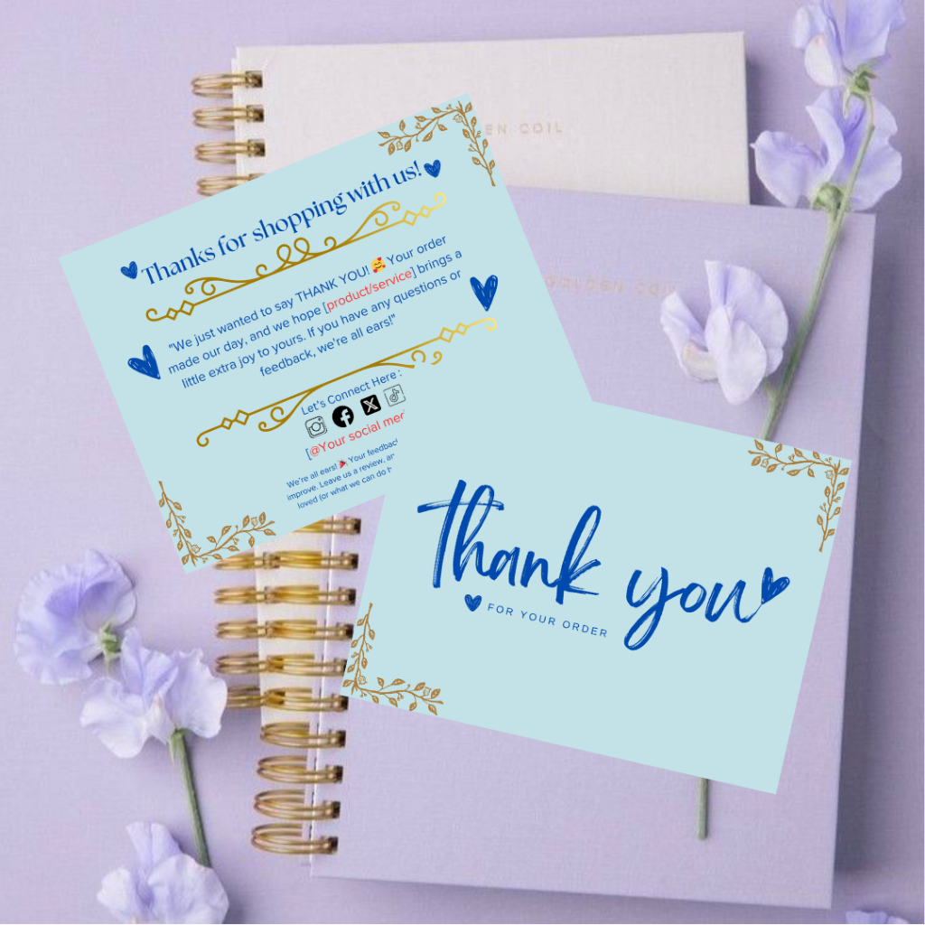 Small Business Thank You Card Template, Printable Thank You Package ...