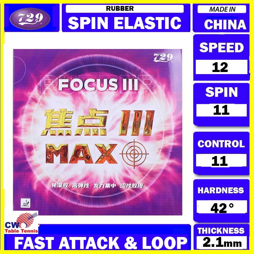 729 Friendship Focus 3 Max FOCUS III Max Spin elastic Table Tennis Ping ...