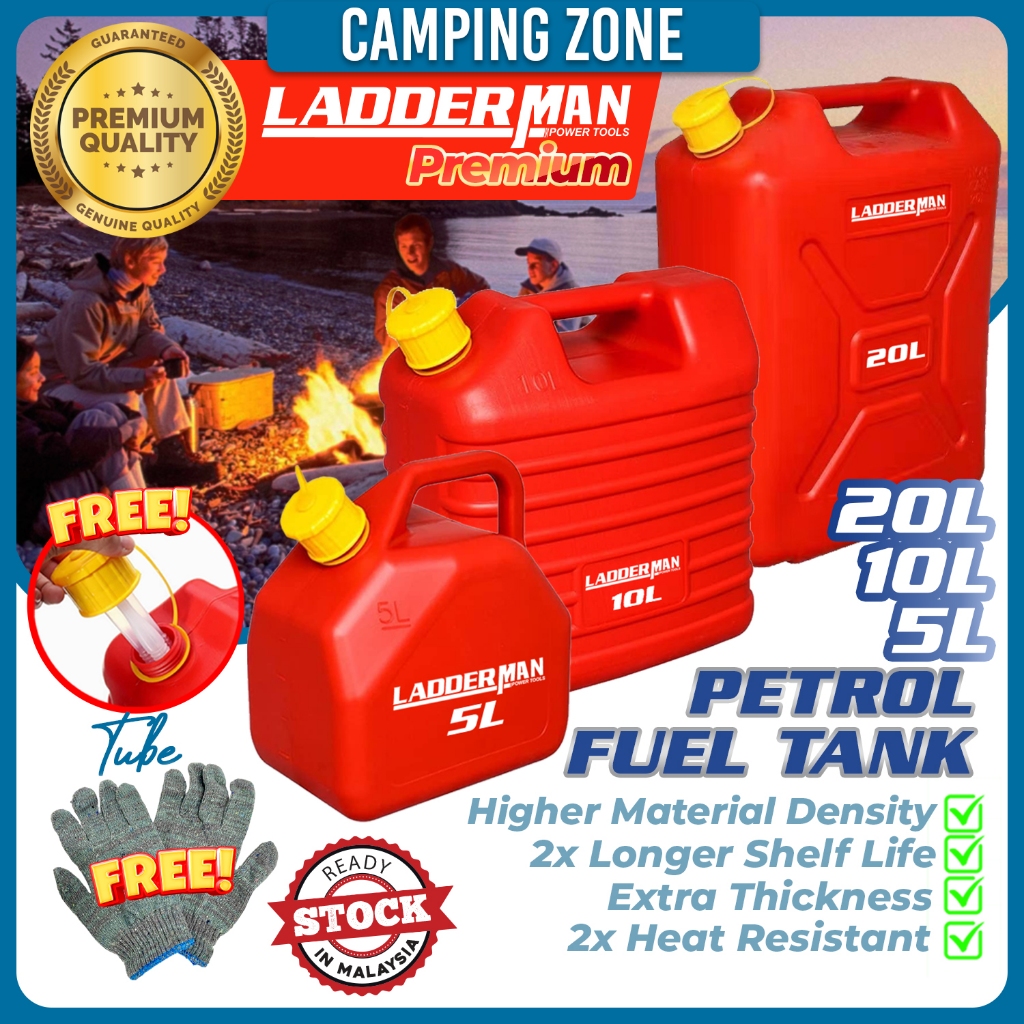 5L 10L 20L LADDERMAN Oil Tank Auto Shut Off Gasoline Container Mount Motorcycle Spare Fuel Tank ...