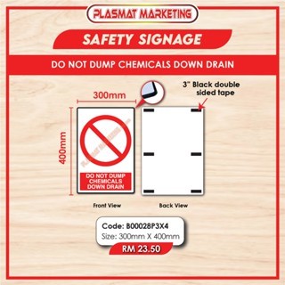 Safety Sign. Do Not Dump Chemicals Down Drain | Shopee Malaysia