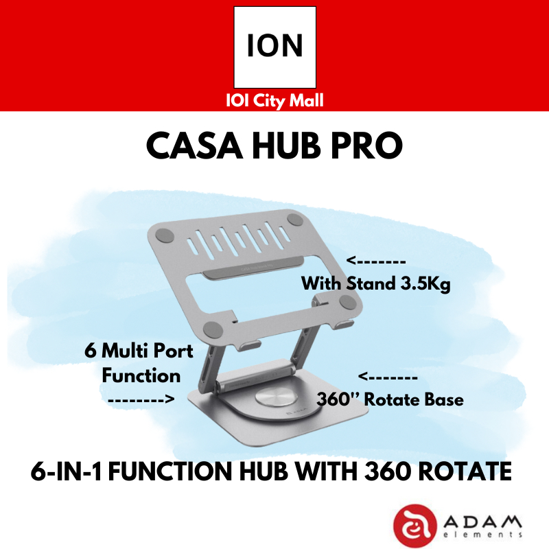 ADAM Elements Casa Hub Stand Pro USB-C 6 In 1 Laptop Stand Hub | Shopee ...