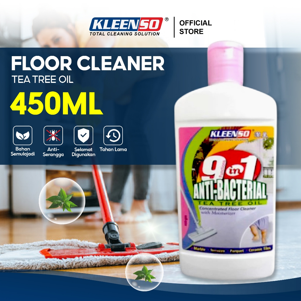 KLEENSO 9 in 1 Tea Tree Oil Wax Floor Cleaner Liquid (450ML/900ml) Anti ...