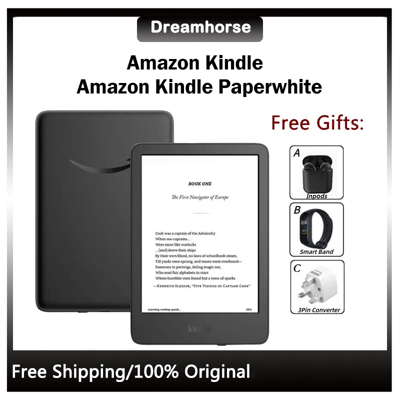 Amazon Kindle 6” display/Amazon Kindle Paperwhite with new 7" glare-free display and weeks of ...