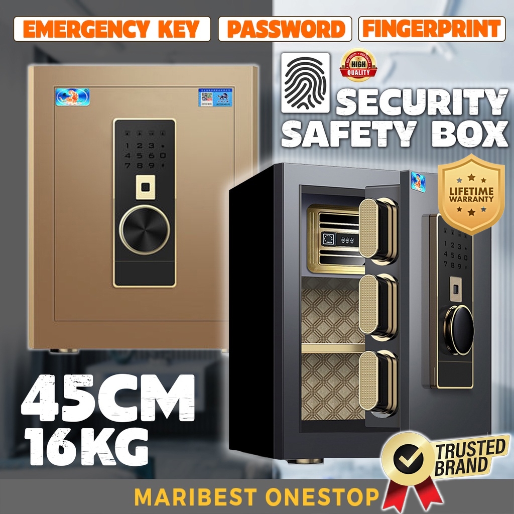 45CM Safety Box Fingerprint Digital Safety Box Money Box With Lock Safe ...