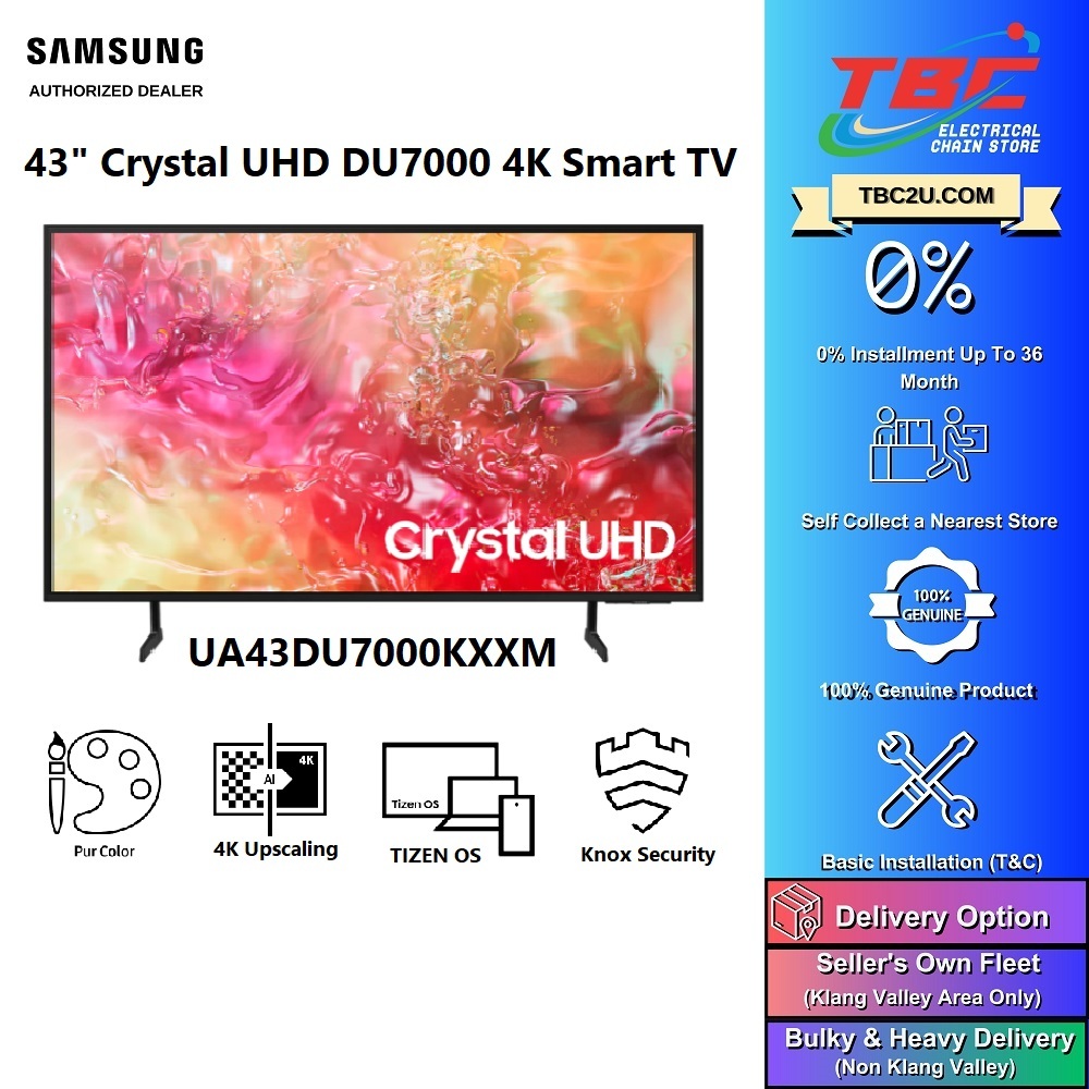 (NEW 2024) Samsung 43"-85" Crystal UHD DU7000 4K Smart TV 43DU7000 | 50DU7000 | 55DU7000 ...