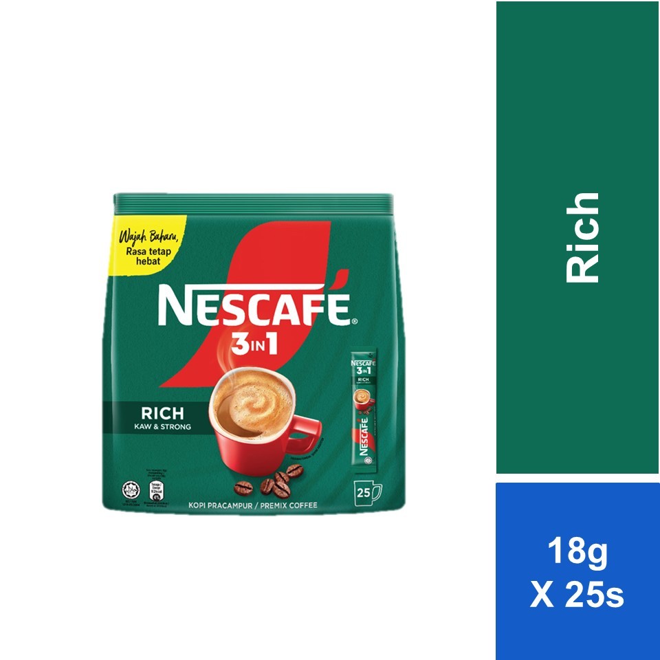 NESCAFÉ 3in1 Rich, Coffee Mix, Rich & Strong Coffee, 25 Coffee Sticks ...