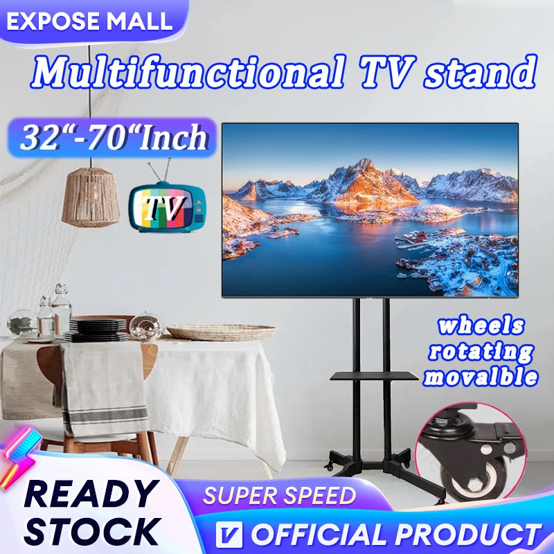 Tv Stand Portable Mobile TV Bracket Adjustable TV Gantung 32-70 Inch ...