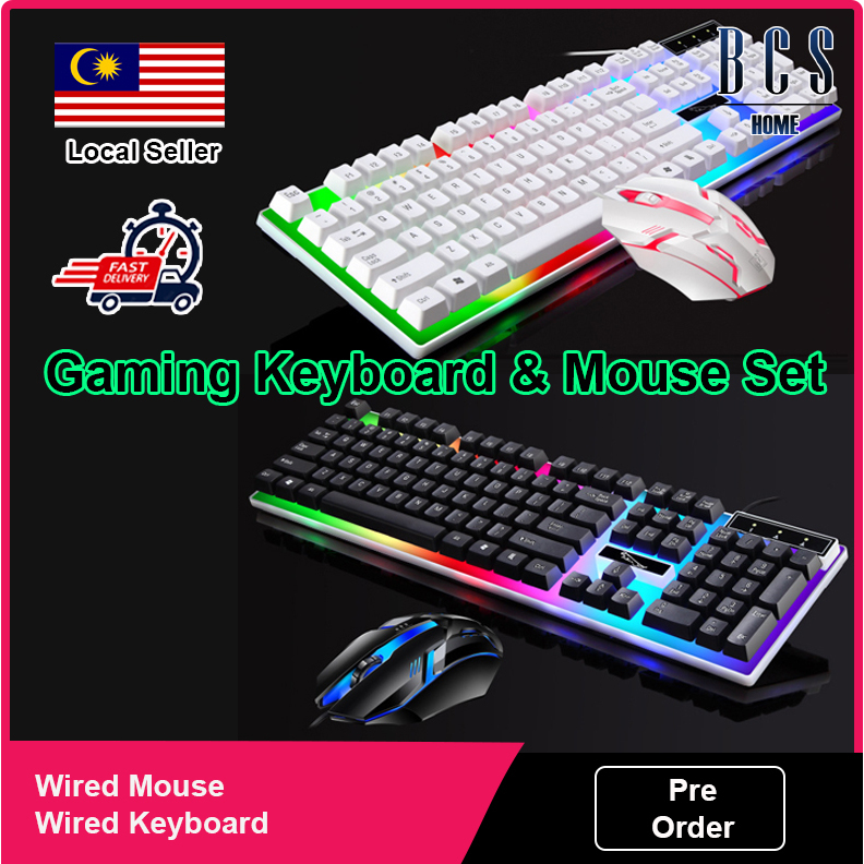GAMING USB WIRED KEYBOARD MOUSE SET RAINBOW-COLOUR G21B G2 | Shopee ...