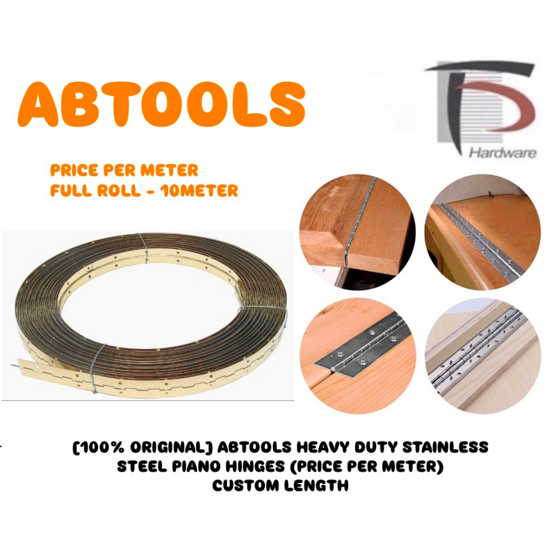 [100% ORIGINAL] ABTOOLS HEAVY DUTY STAINLESS STEEL PIANO HINGES (1MTR ...