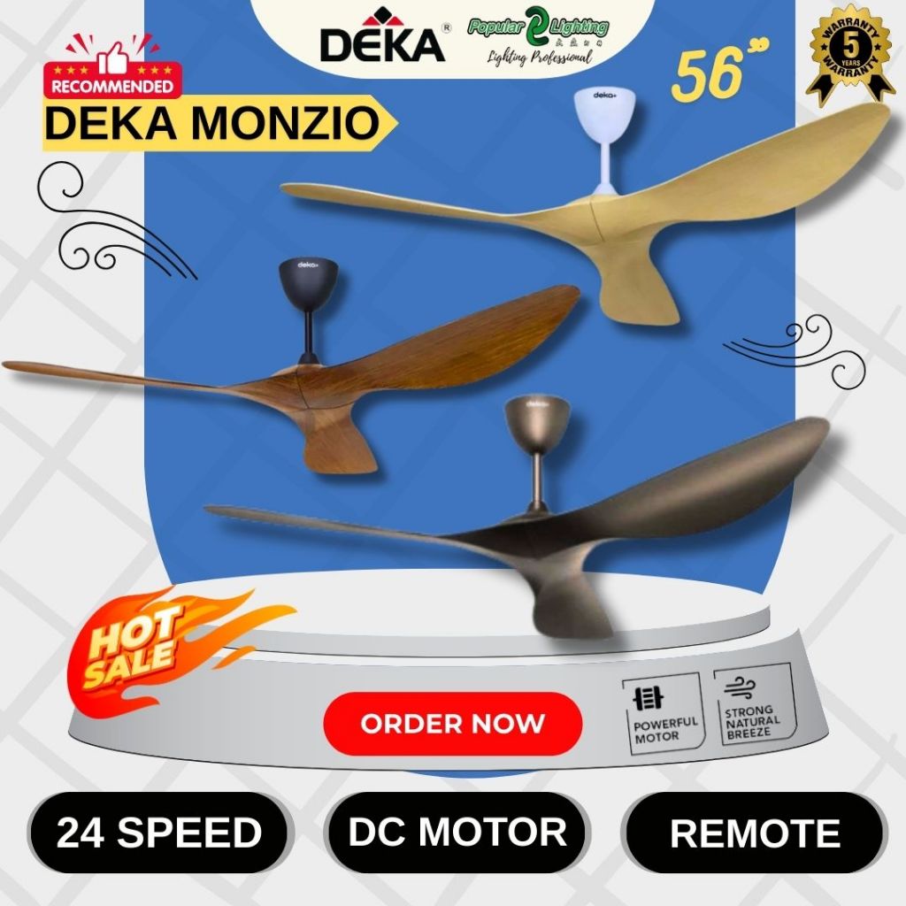 DEKA+ MONZIO 56'' 3 Blades DC Motor Ceiling Fan 24 Speeds with Remote ...