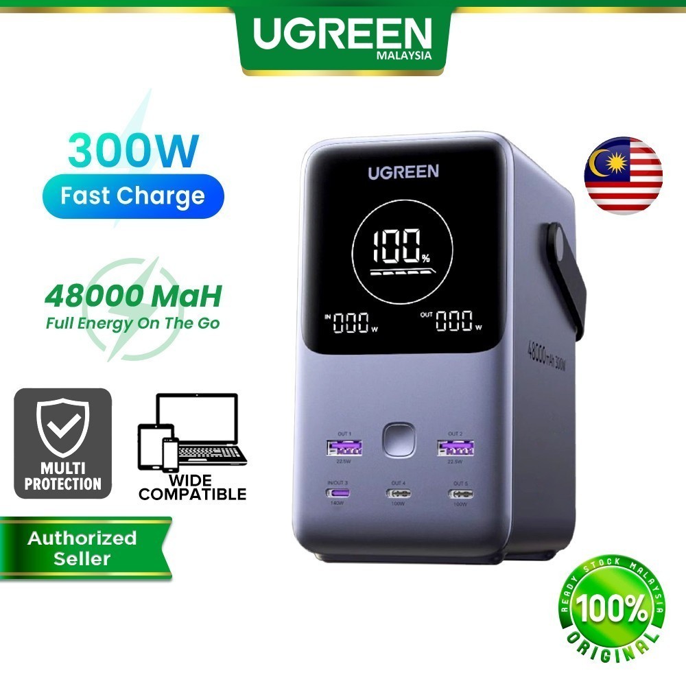 UGREEN 48000mAh 300W 5 Port Power Bank Digital Display Portable Charger ...