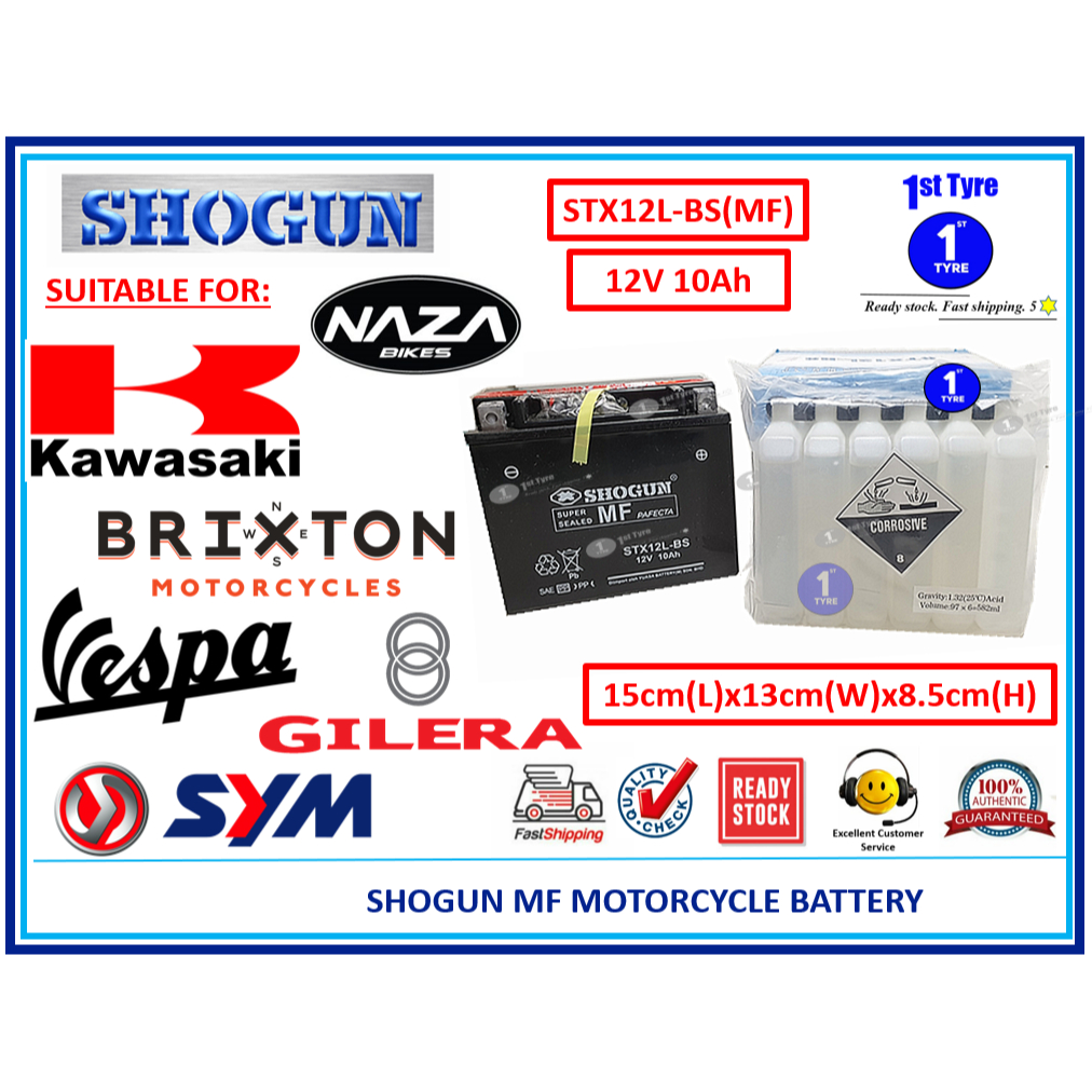 SHOGUN STX12L-BS BATTERY 12V10Ah MAINTENANCE FREE MOTOR BATERI (KOYOKO ...