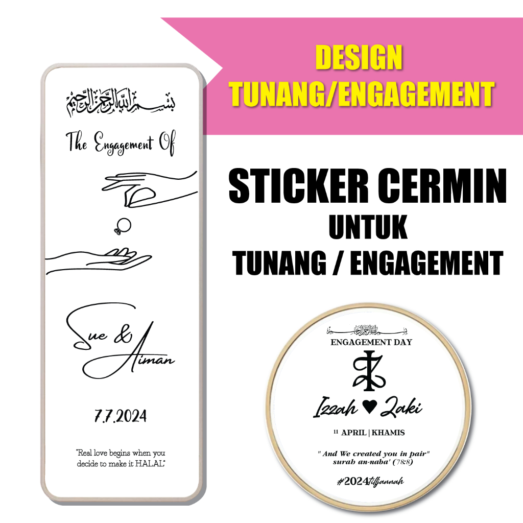 CUSTOM STICKER CERMIN ( STICKER SAHAJA ) UNTUK WEDDING/PERKAHWINAN ...